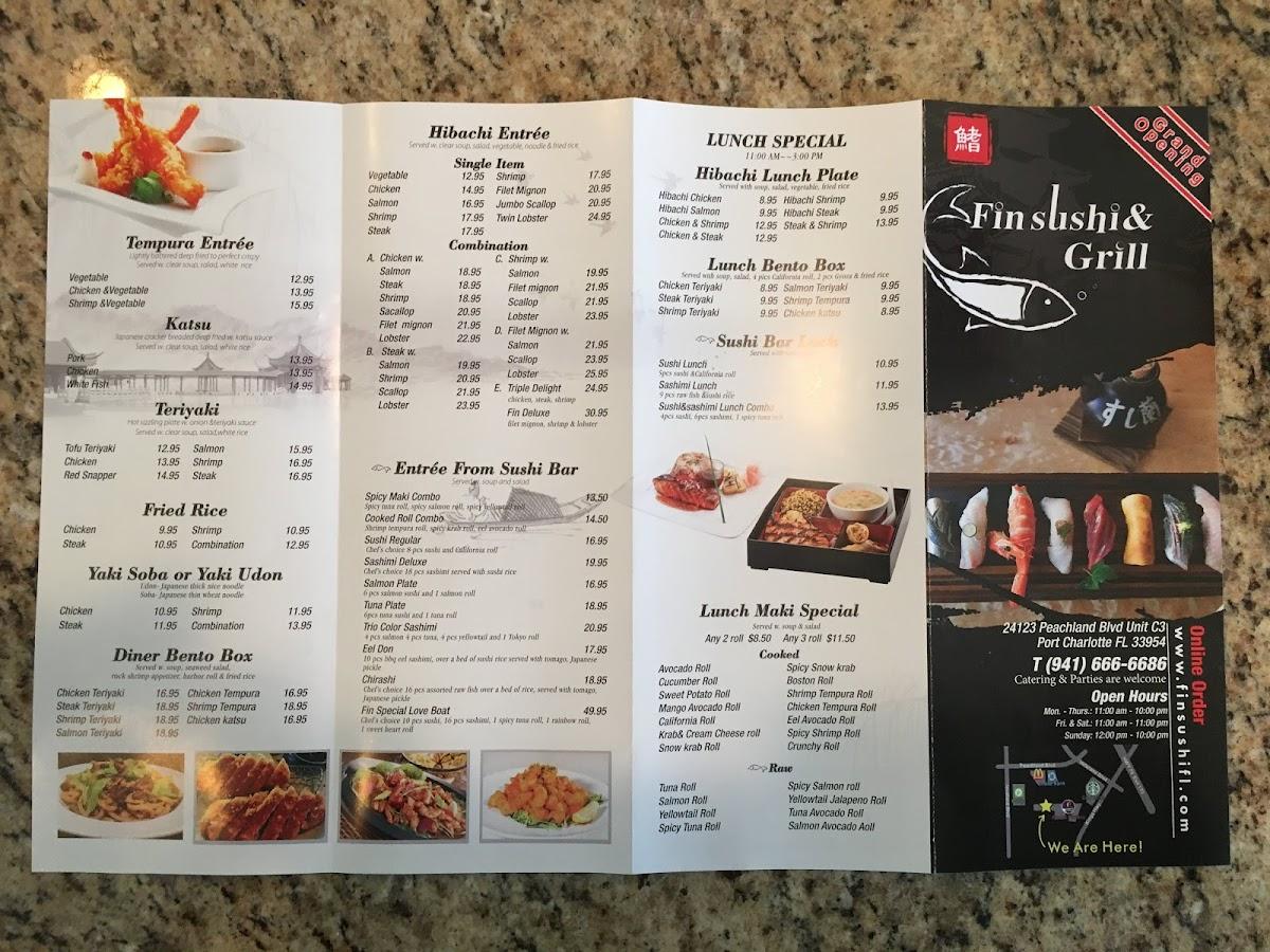 Menu at Fin Sushi & Grill restaurant, Port Charlotte