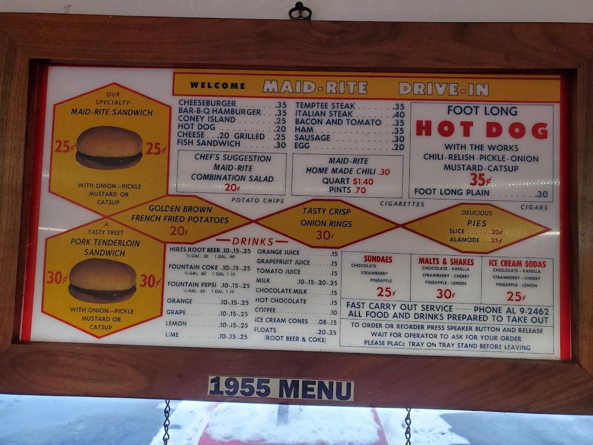 Menu at Maid-Rite restaurant, Lexington