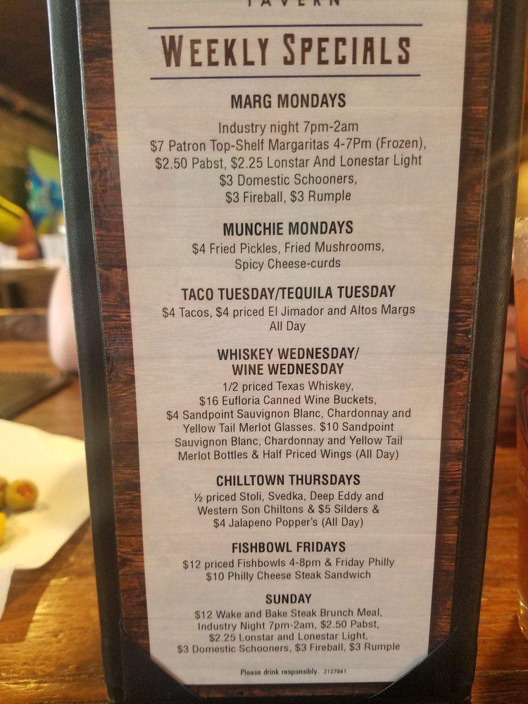 Menu at Savage Tavern pub & bar, Lubbock