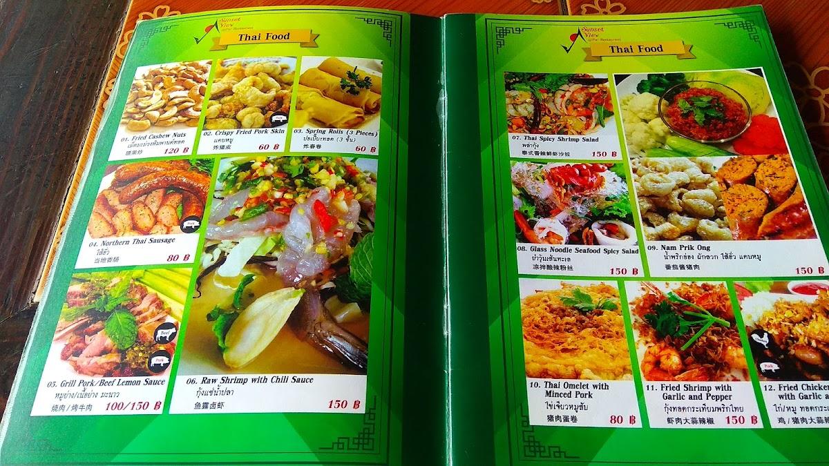 Menu at Sunset View Pai restaurant, Pai
