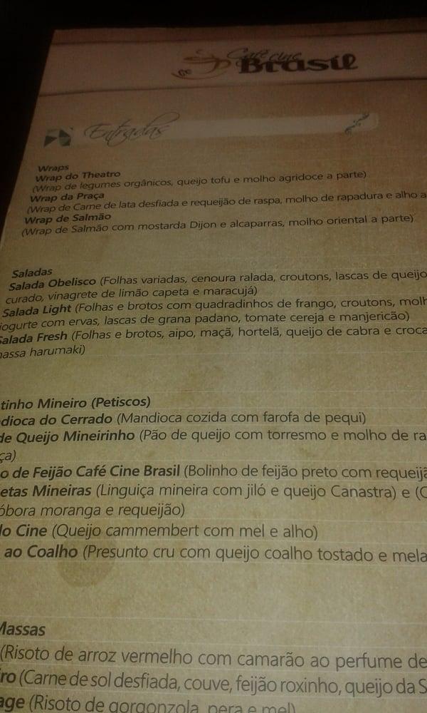 Menu em Café Cine Brasil, Belo Horizonte, Rua dos Carijós