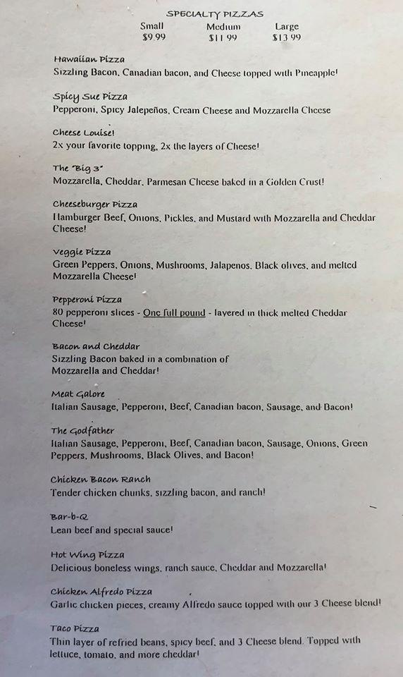 Menu at Papa G's Pizza Express pizzeria, Miami