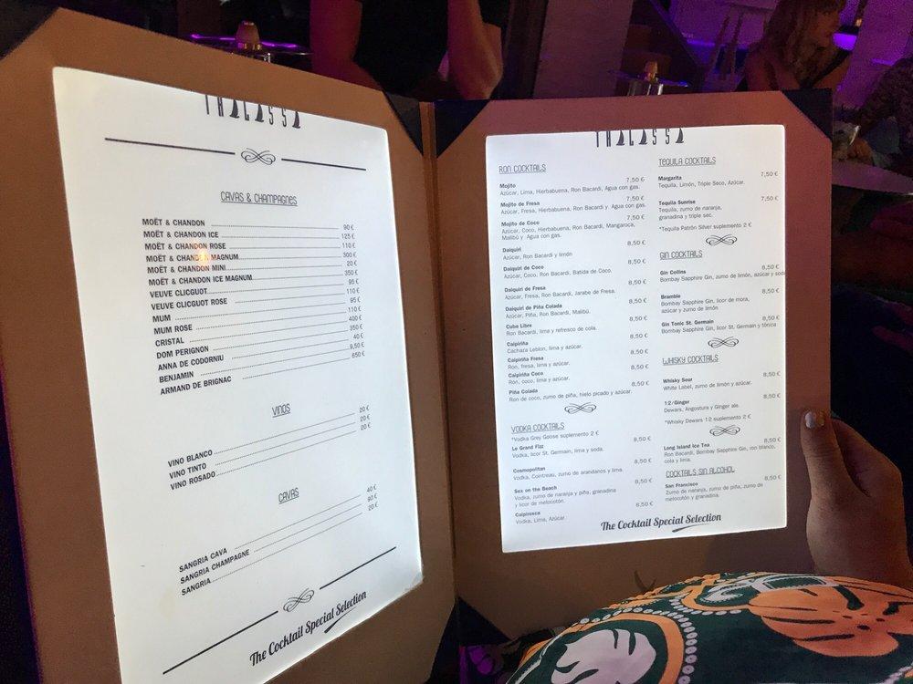 Menu at Thalassa pub & bar, Palma