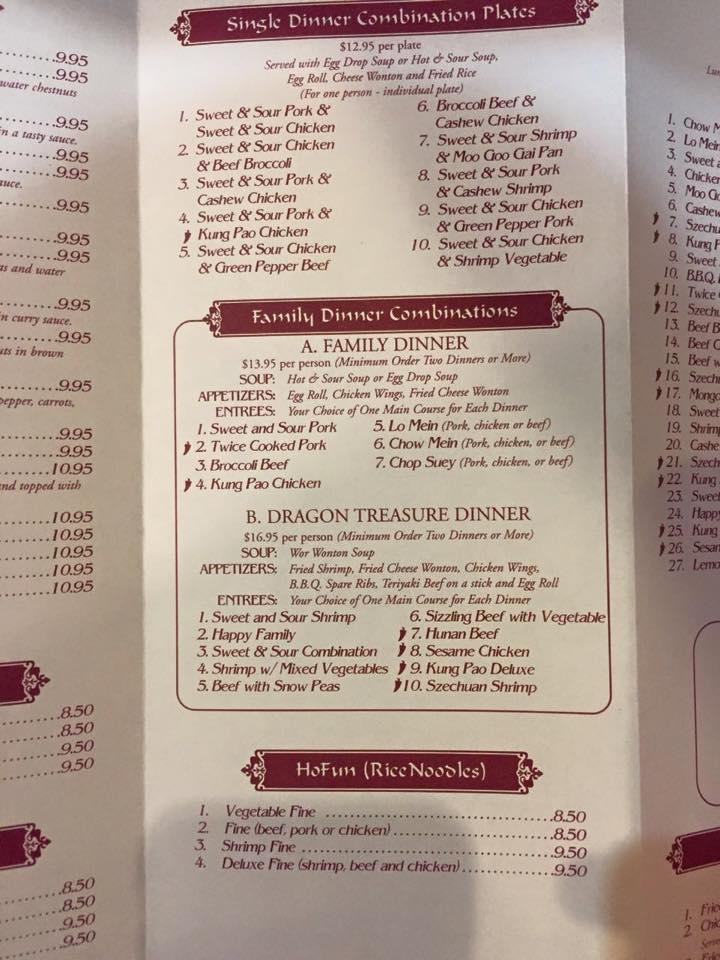 Menu at Dragon Treasure Chinese Restaurant, Fruita