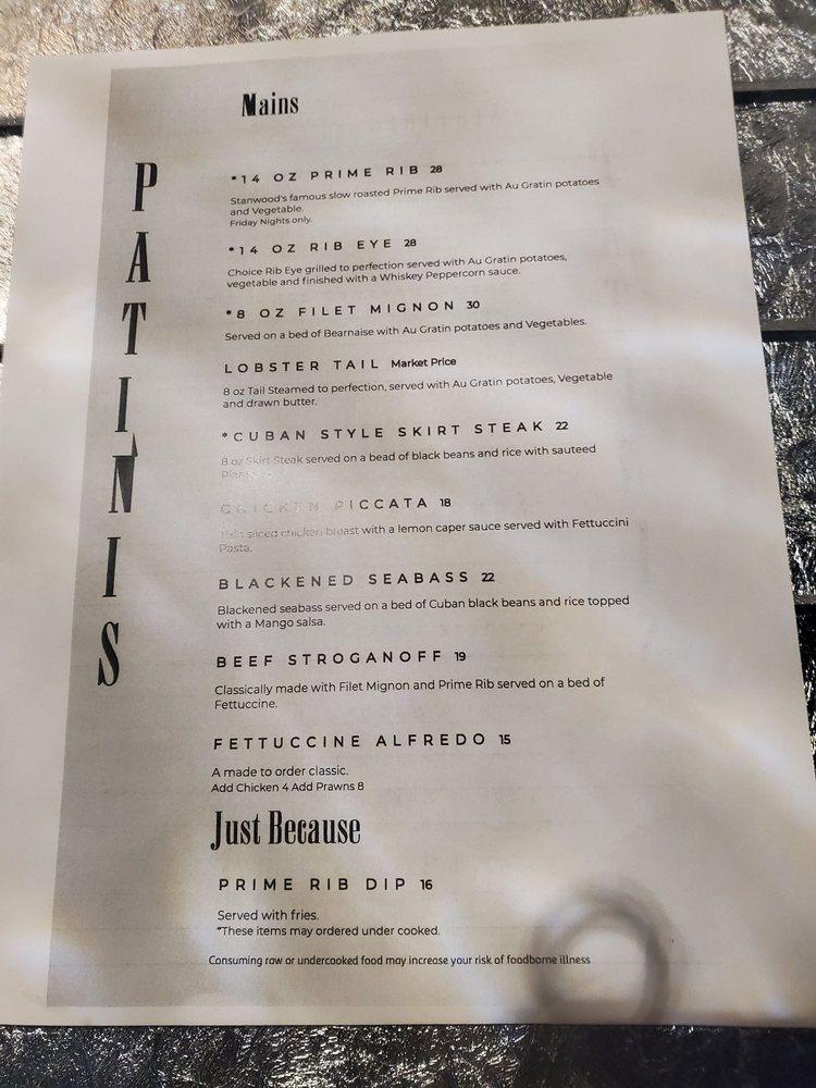 Menu at Patini's Grill restaurant, Stanwood, 102nd Ave NW