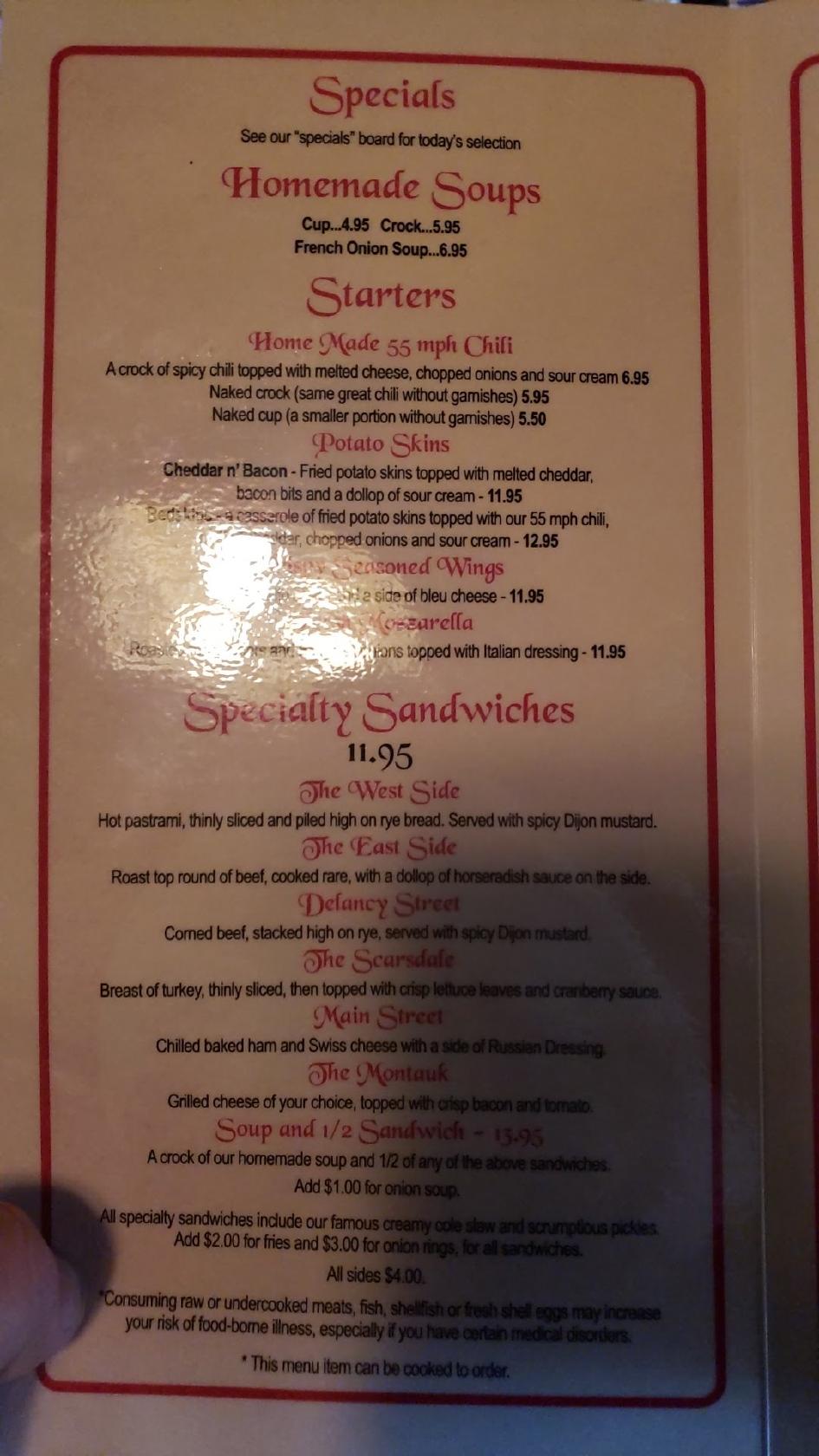 Menu at Reese's 1900 pub & bar, Patchogue