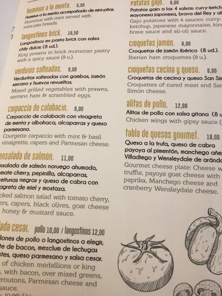 Menu at Restaurante La Casa del Rey, Estepona