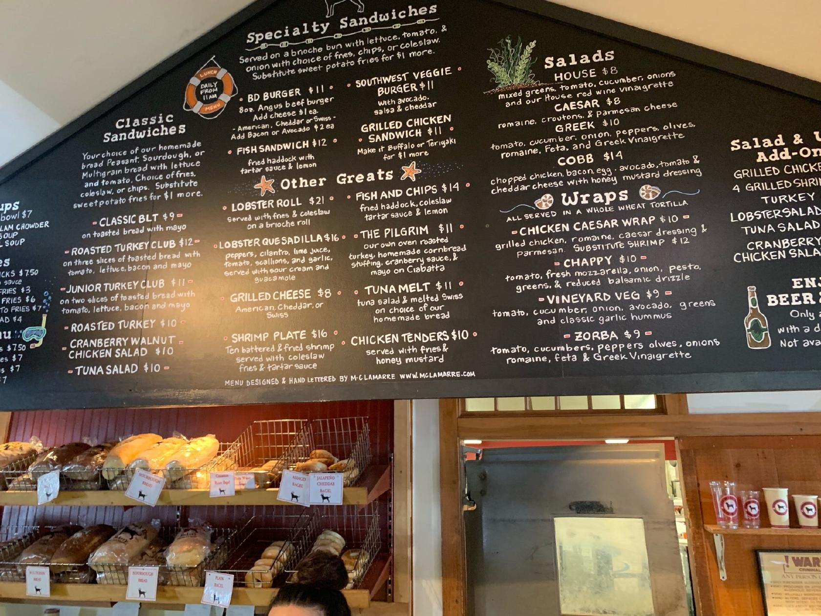 Menu at The Black Dog Bakery Café, Tisbury, 509 State Rd