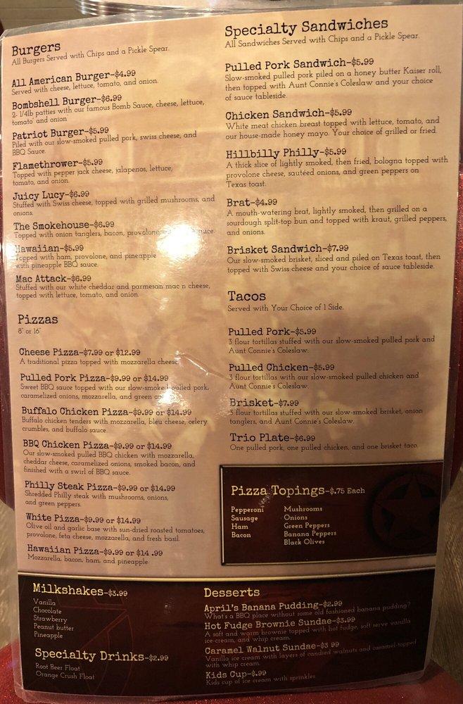 Menu at Bombshells Burgers & BBQ, Huntington