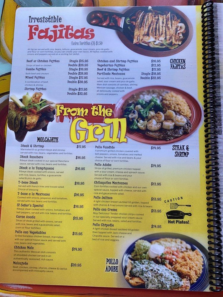 Menu at Si Señor Mexican Restaurant, Eldon