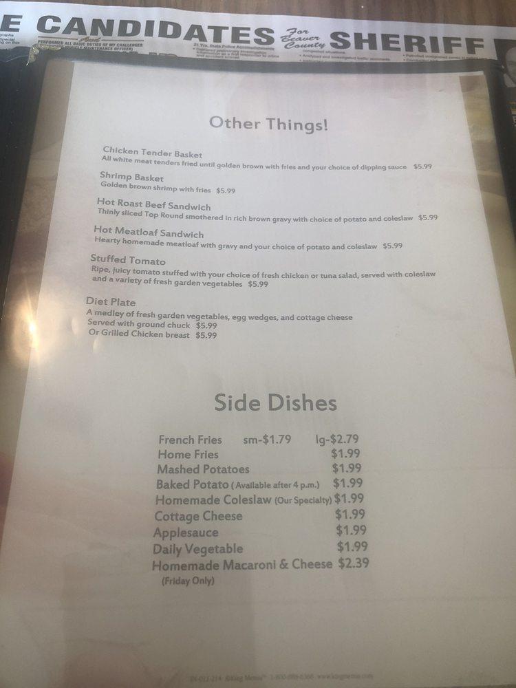 Menu at Towne Square Restaurant, Beaver