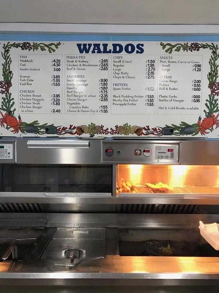 Menu at Waldo's Fish & Chips restaurant, Mablethorpe, 37 High St