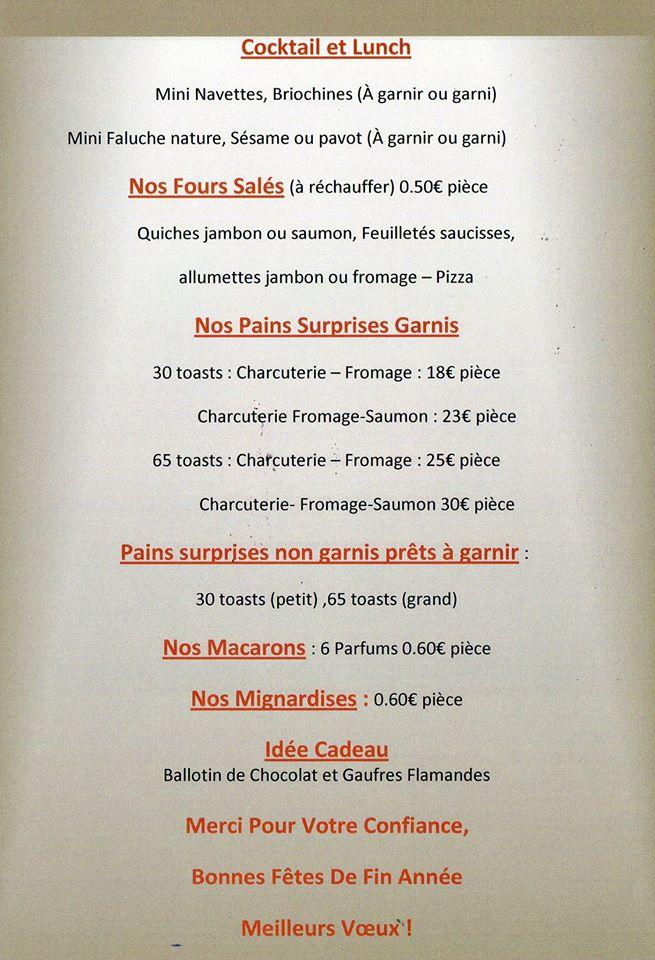 Menu at Asseman Bernard, Hazebrouck