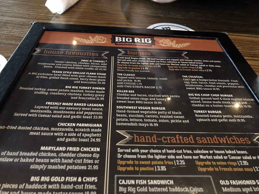 Menu at Big Rig Kitchen & Brewery - Iris pizzeria, Ottawa, Iris St