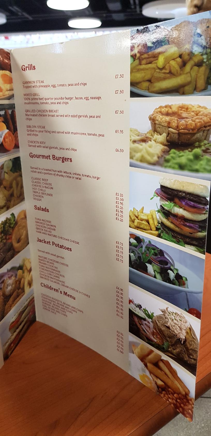 Menu at Butler's Cafe, Bristol