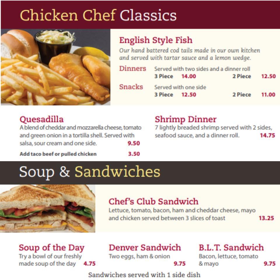 Menu at Chicken Chef restaurant, Gimli