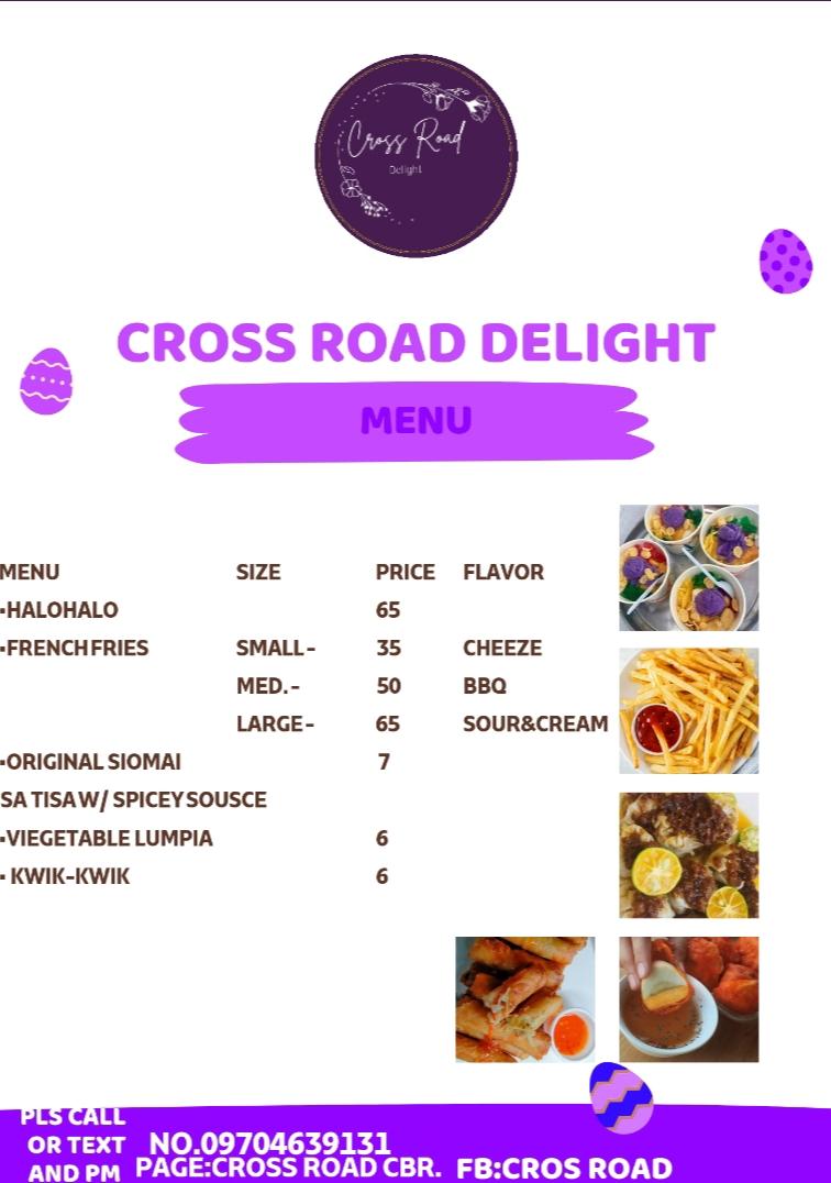 Menu at Cross Road Foodhub pub & bar, Cabadbaran City