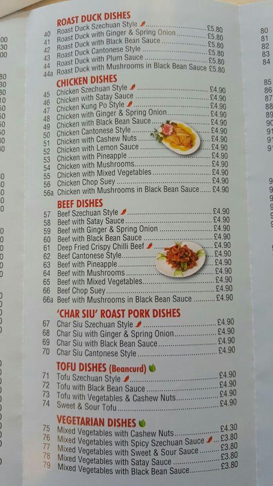 Menu at Great Wall fast food, Rugby