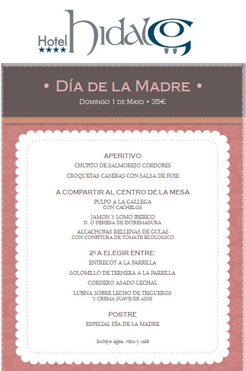 Menu at Hotel Hidalgo restaurant, Esquivias