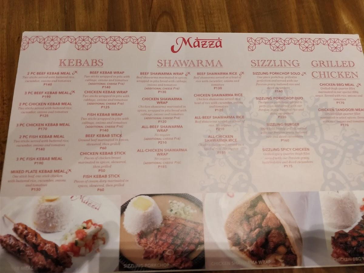 Menu at Mazza restaurant, Makati, Solaris One