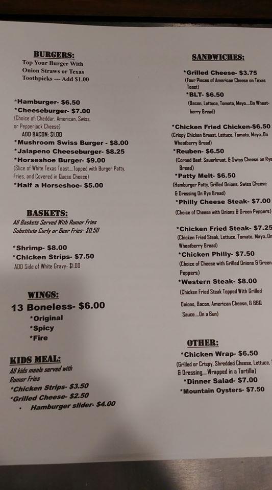 Menu at Rumor Mill pub & bar, Osborne