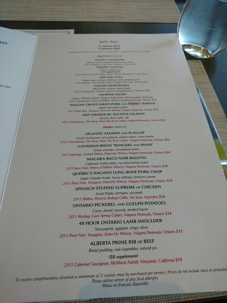 Menu at 360 The Restaurant at the CN Tower, Toronto