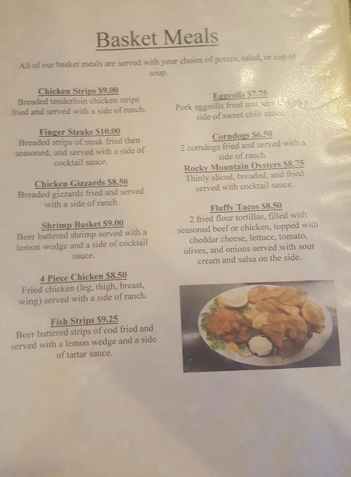 Menu at Club House VFW Post, Fort Benton