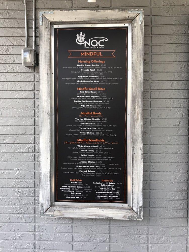 Menu at NQC Miami (DRIVE THRU) pub & bar, Miami Lakes