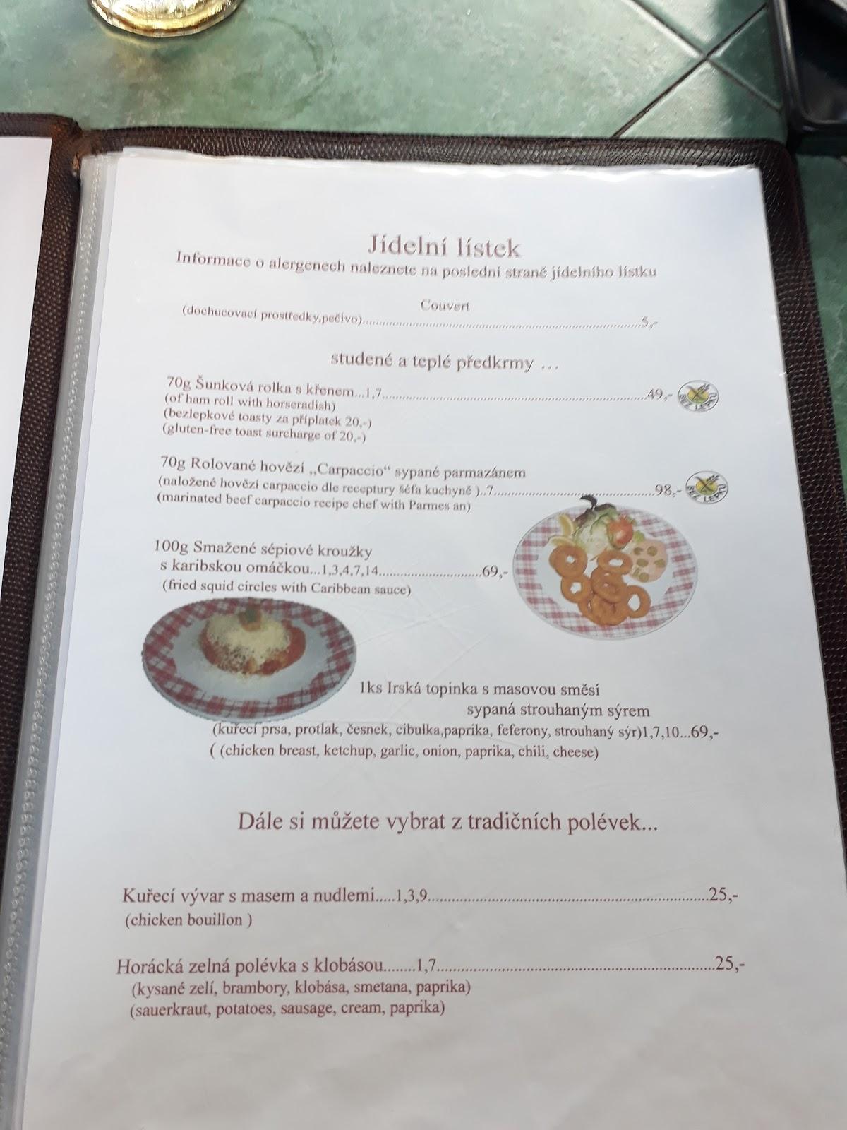 Menu at Restaurace Kup restaurant, Český Brod