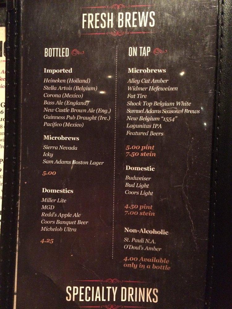 Menu at Ruby River steakhouse, Reno