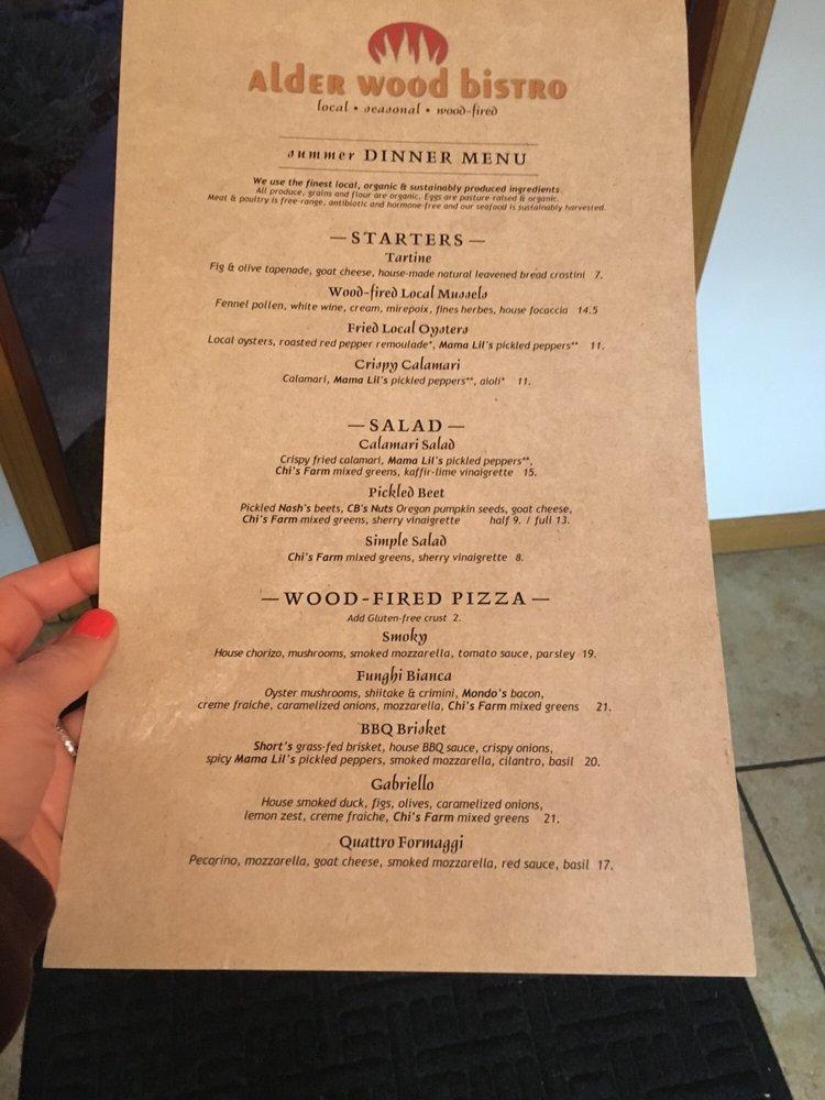 Menu at Alder Wood Bistro and Wood-Fired Pizza pizzeria, Sequim