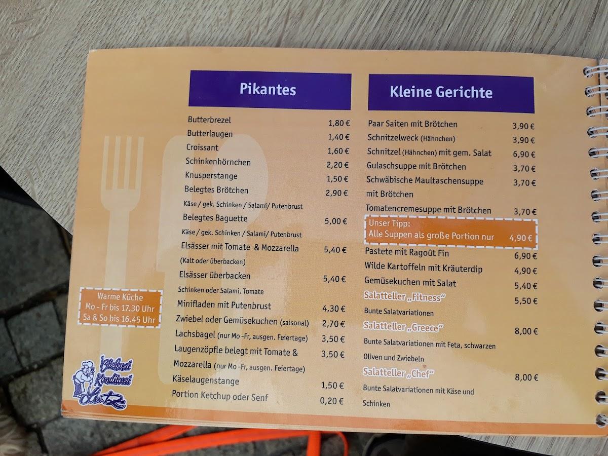 Speisekarte von Café Stüble Lutz cafe, Ludwigsburg, Marktpl. 11