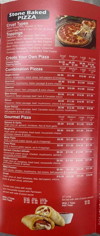 Menu at Firestone Pizza pizzeria, Houston