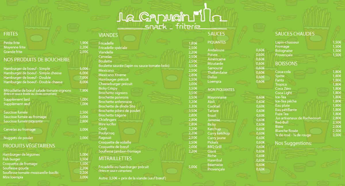 Speisekarte von Friterie Le Capucin, Arel