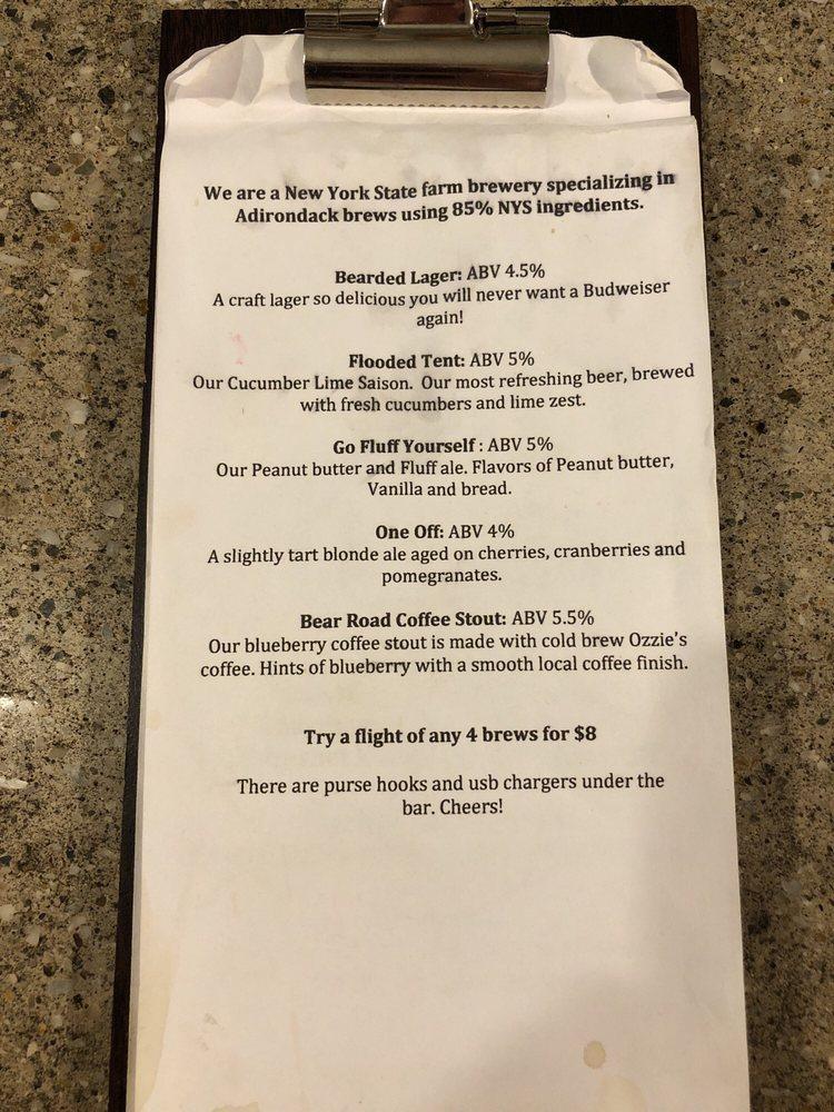 Menu at Fulton Chain Craft Brewery, Old Forge