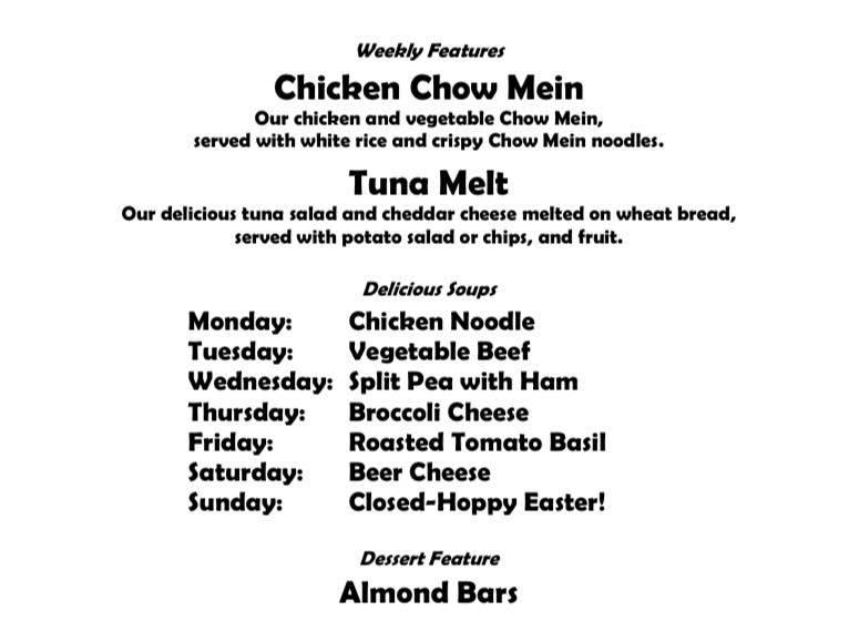 Menu at Jitters Java Cafe, Sauk Centre