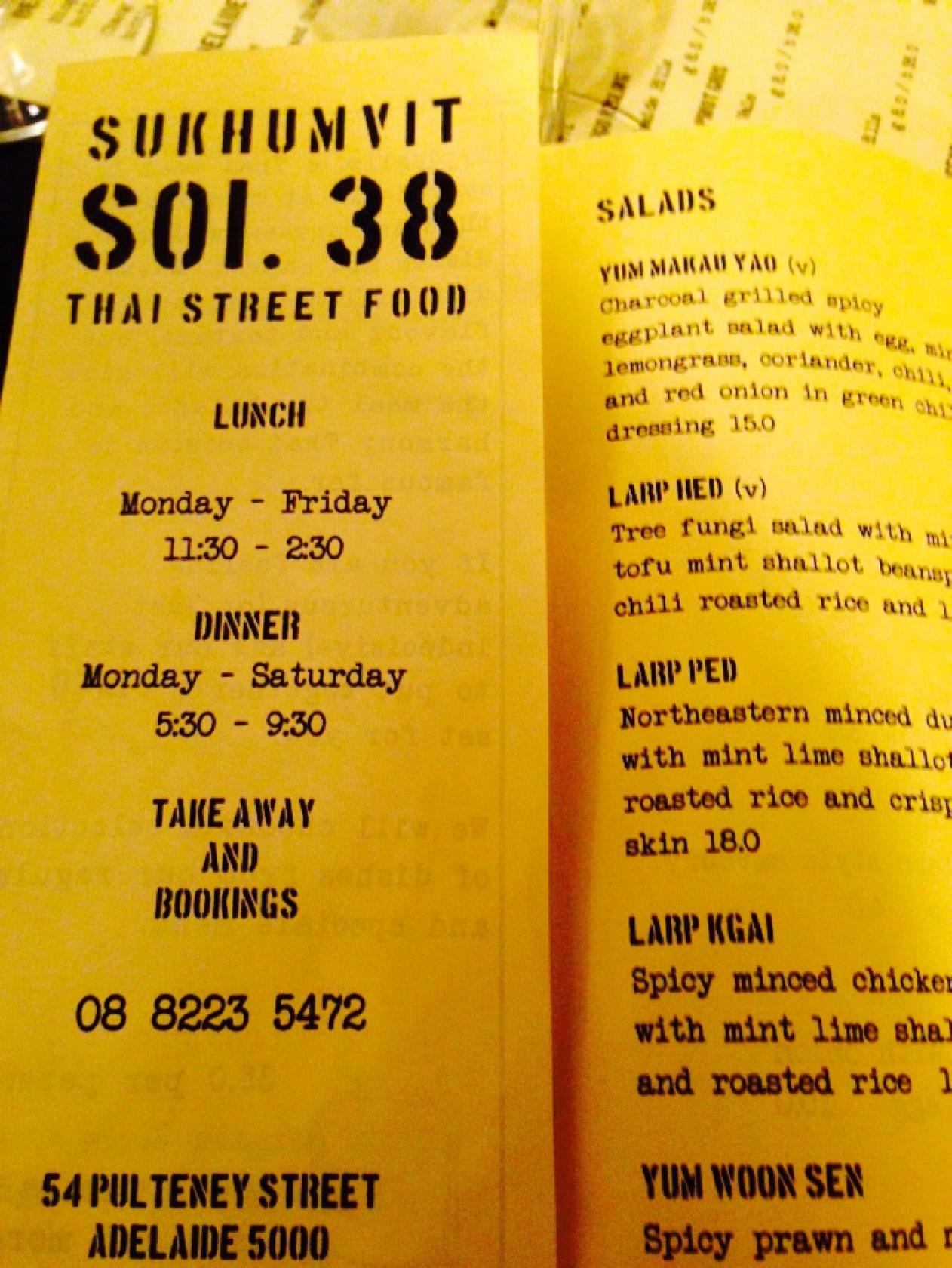 Soi 38 Adelaide Menu | Menu at Soi 38 Adelaide restaurant, Adelaide – RMGD