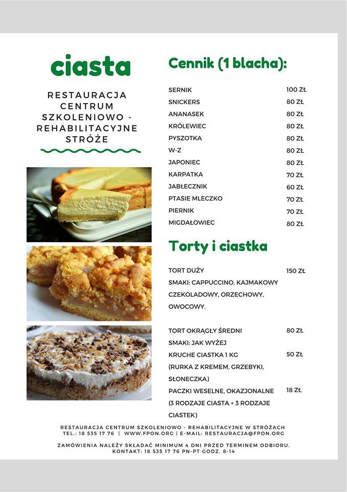 Menu at Restauracja Centrum Szkoleniowo - Rehabilitacyjne pub & bar, Stróże