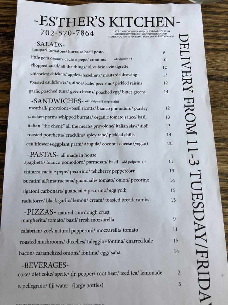 Menu at Esther's Kitchen pub & bar, Las Vegas