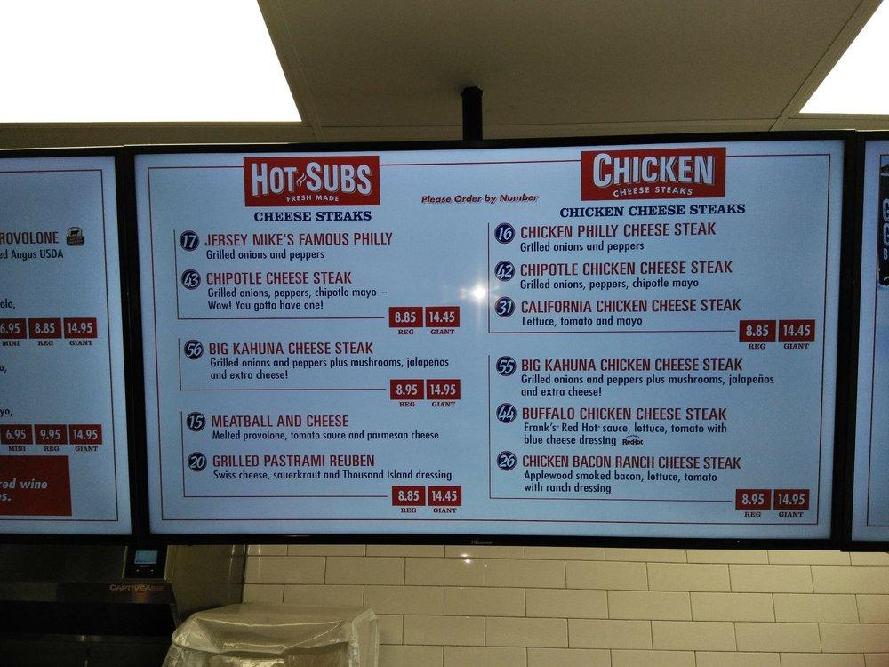 Menu at Jersey Mike's Subs fast food, El Monte, Valley Blvd C