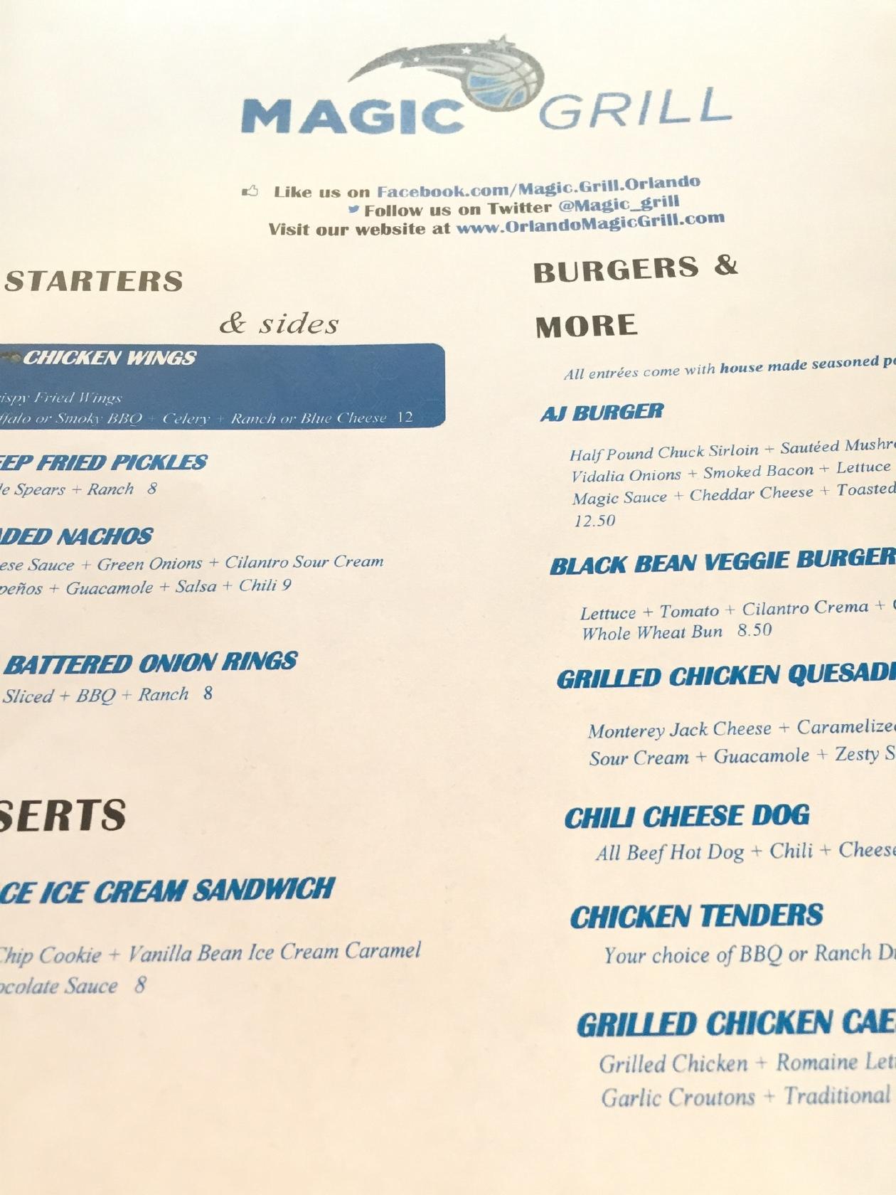 Menu at Magic Grill pub & bar, Orlando, 400 W Church St