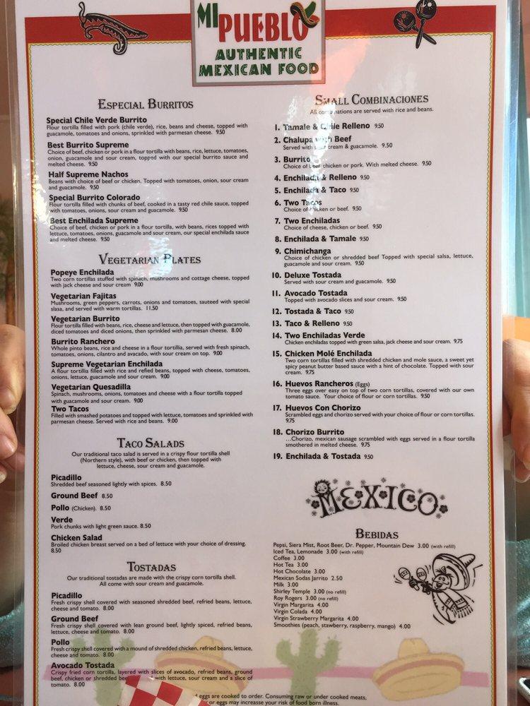 Menu at Mi Pueblo(previously Rancho Allegra) restaurant, Newport