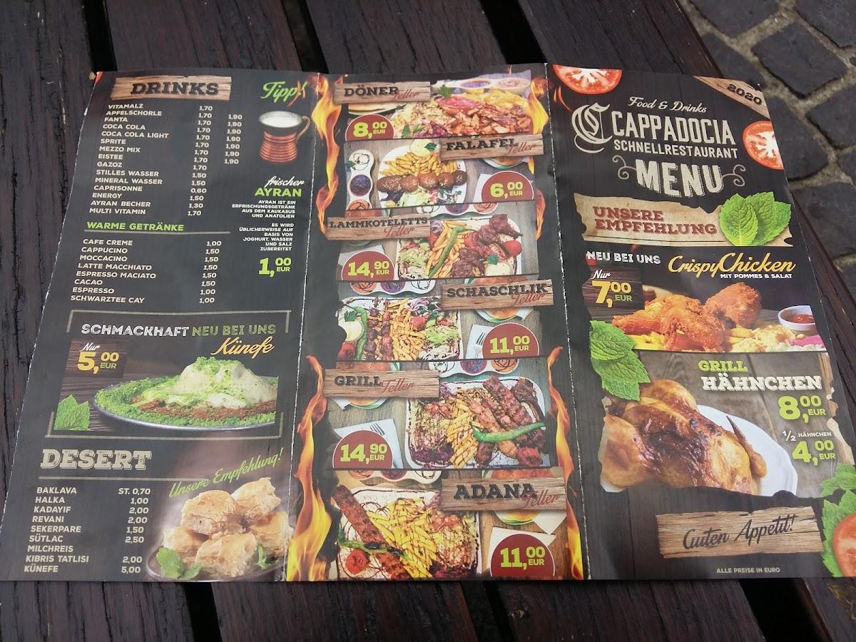 Menu at CAPPADOCIA restaurant, Münster