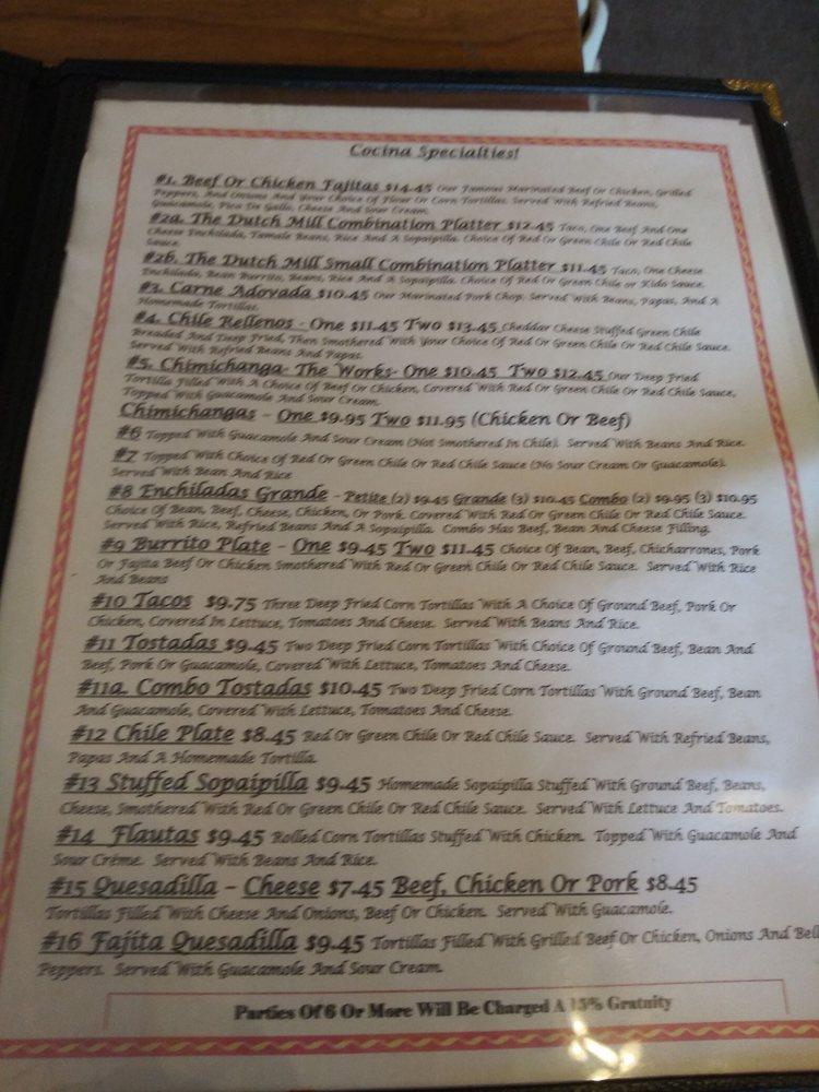 Menu at Dutch Mill Cafe & Bar, Antonito