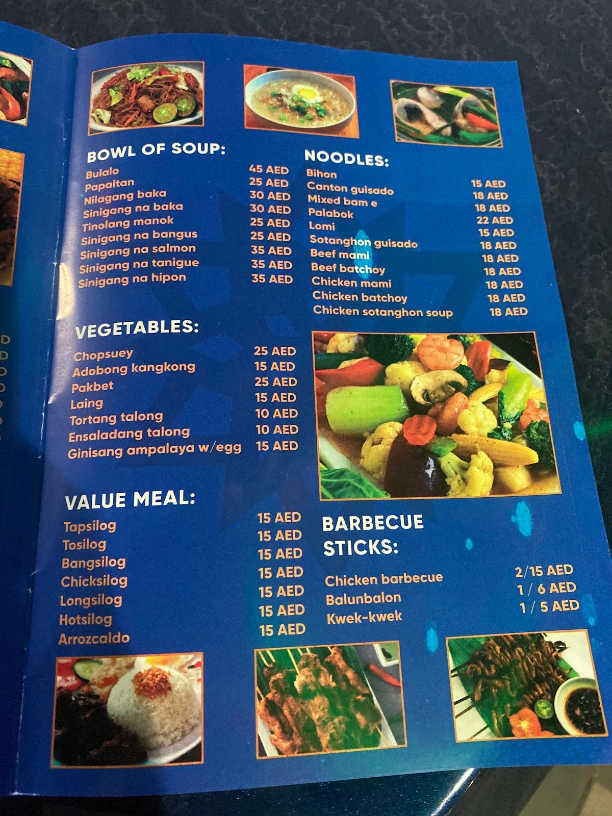 Menu at Philippine Hut Restaurant, Abu Dhabi, F9H8+594 - شارع الشيخ ...