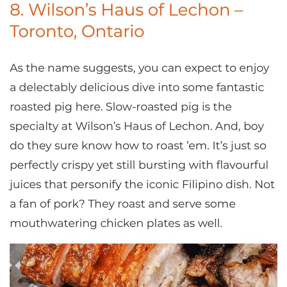 Menu at Wilson's Haus of Lechon - North York Branch restaurant, Toronto ...