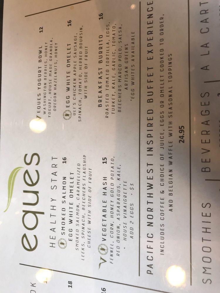 Menu at Eques restaurant, Bellevue