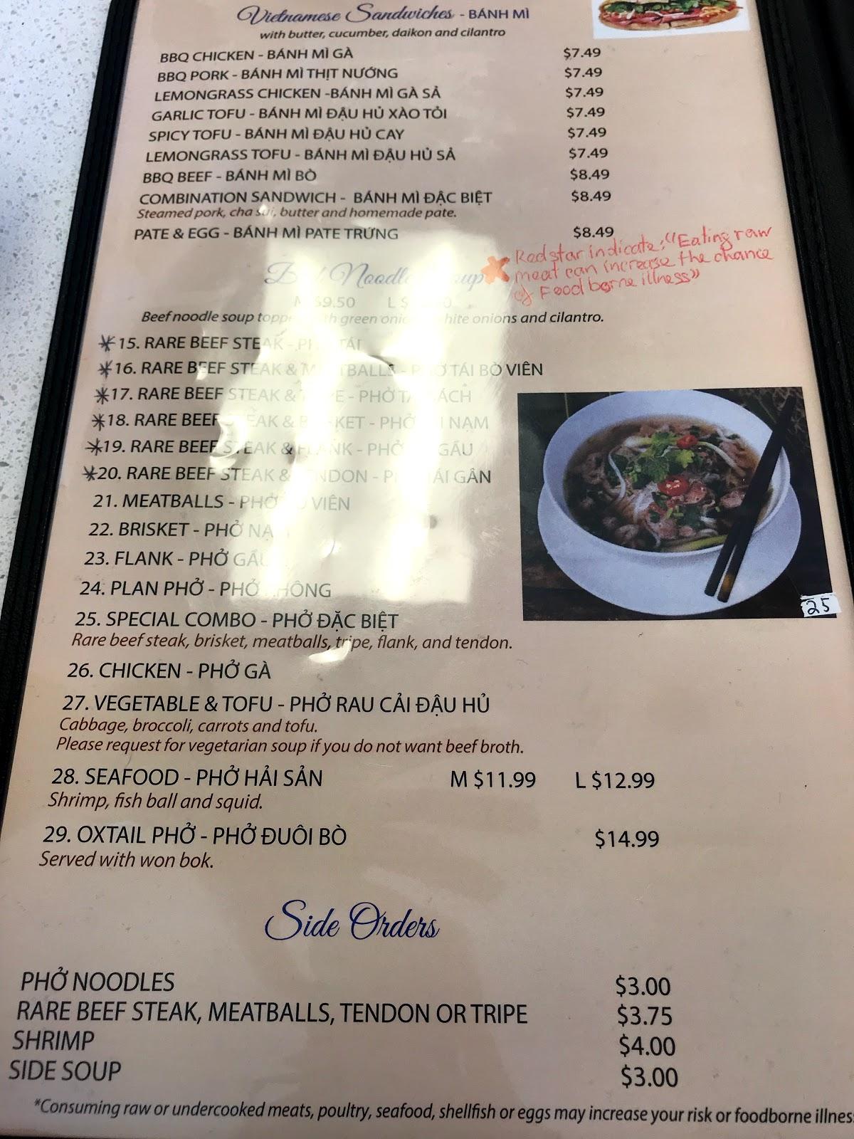 Menu at Pho H&H Vietnamese & Japanese Restaurant, Kapolei