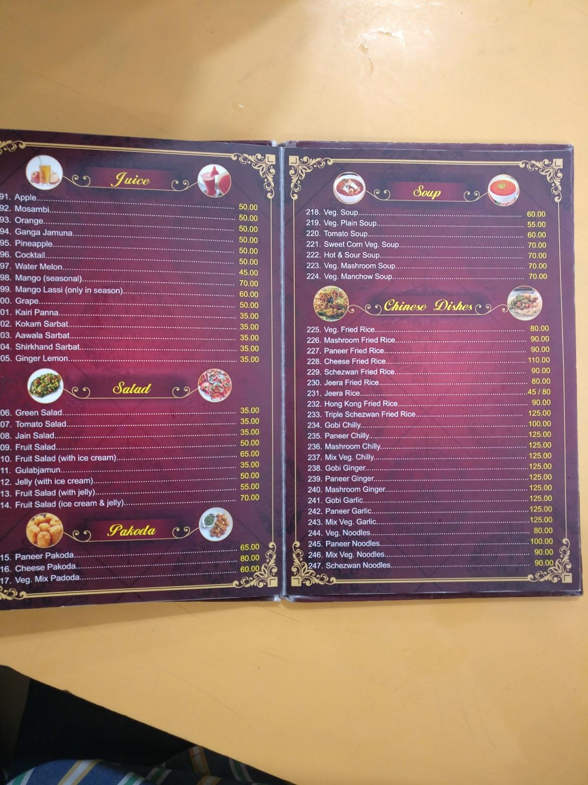 Menu at Balgi Hotel, Mumbai