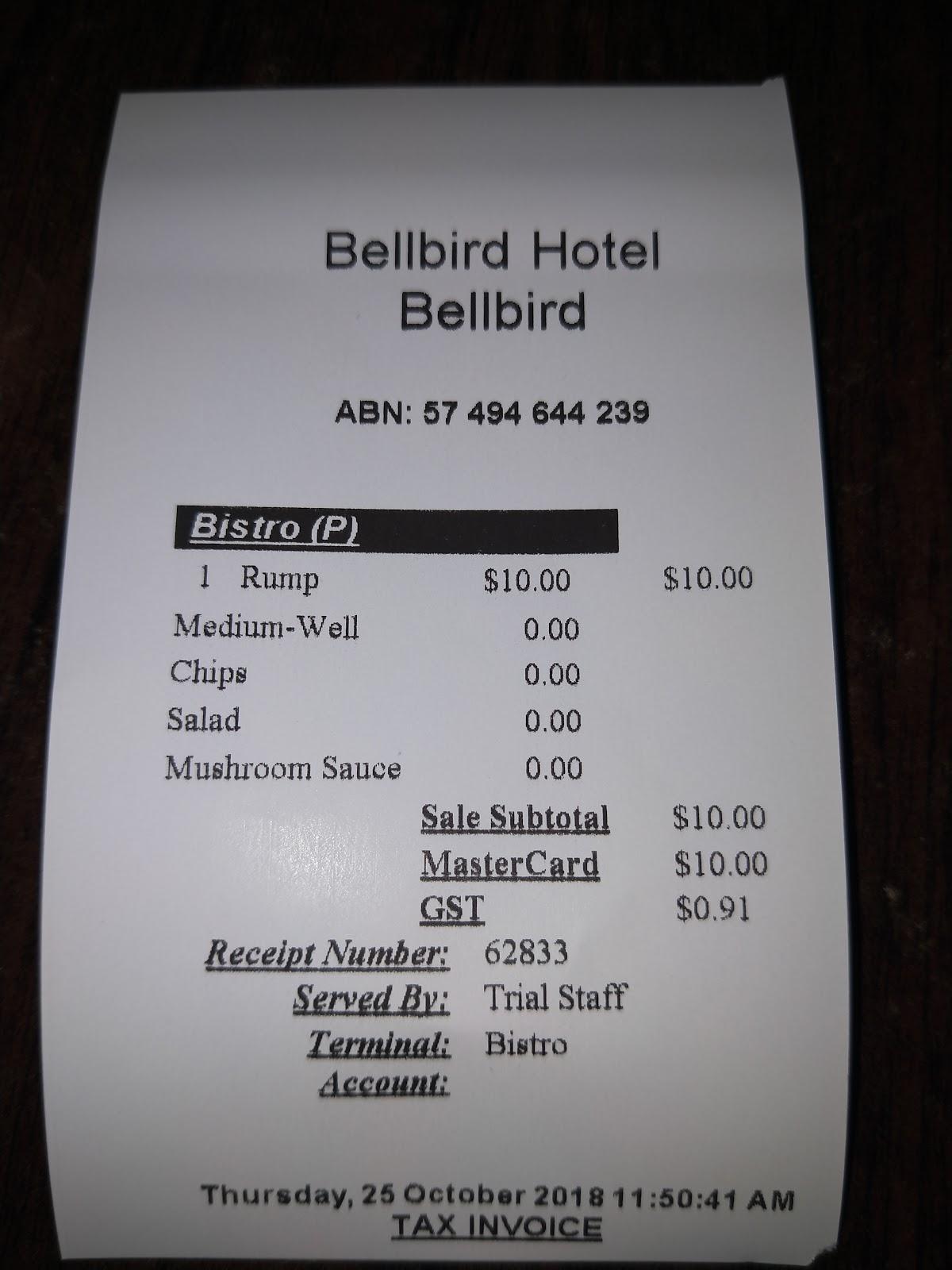 Menu at Bellbird Hotel pub & bar, Bellbird